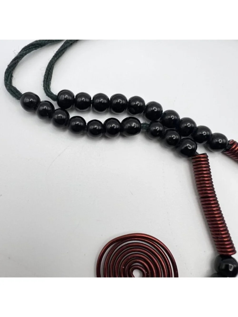 Jewelry | Handmade Statement Necklace Copper Color Wire Spiral Black ...